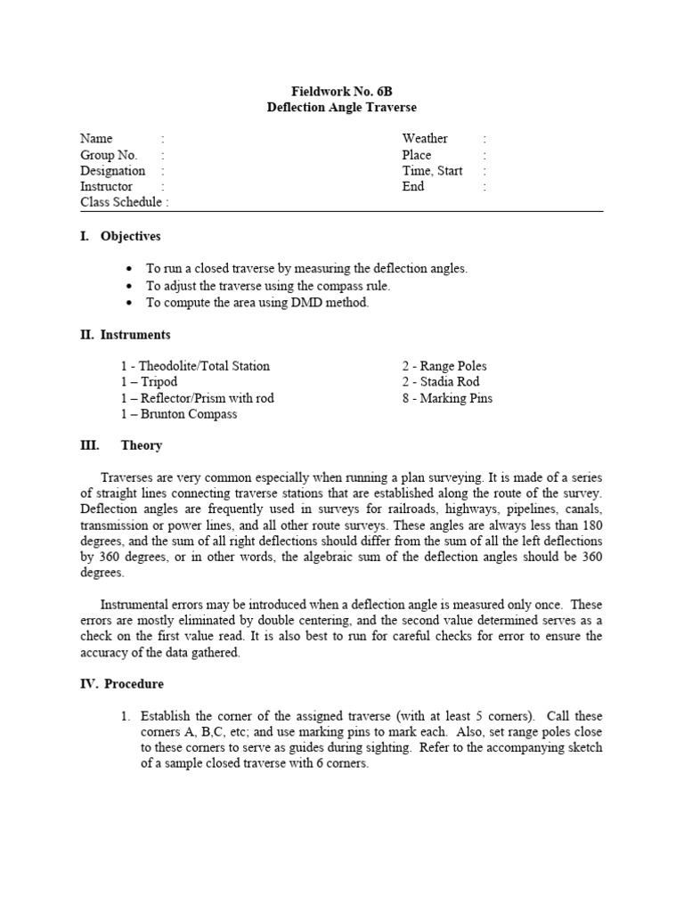 Deflection Angle Traverse Guide | PDF | Science & Mathematics