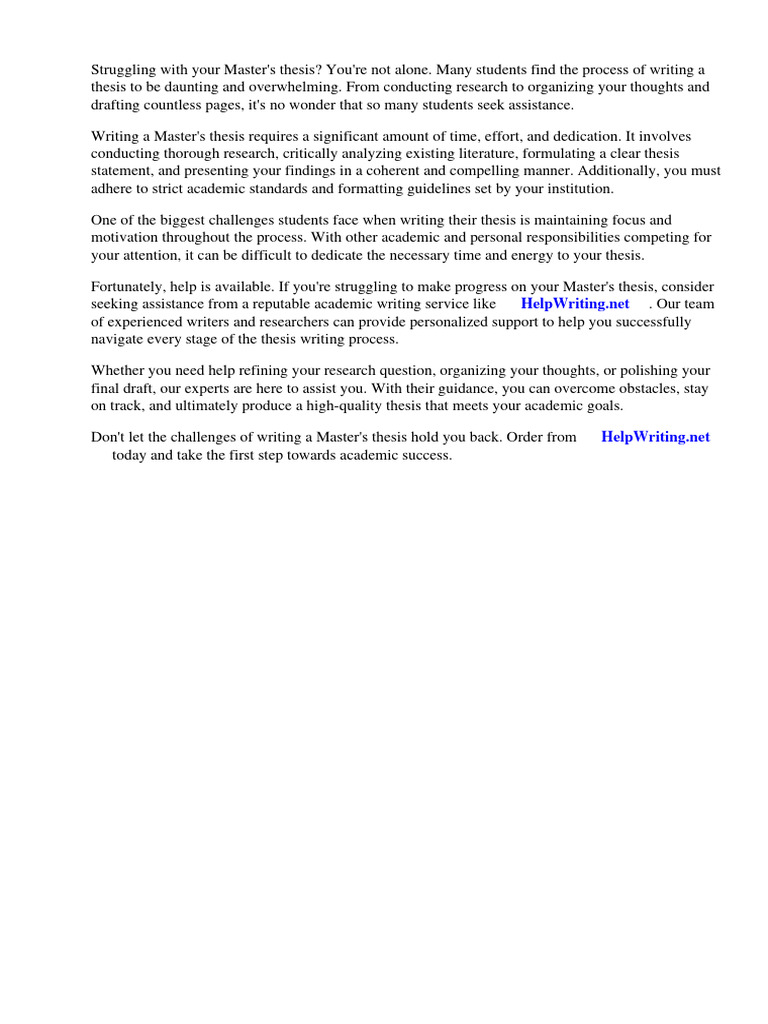How Do I Successfully Write A Masters Thesis | PDF | Thesis | Data