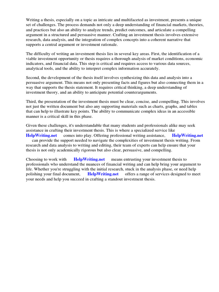 Investment Thesis Template | PDF | Investing | Stocks