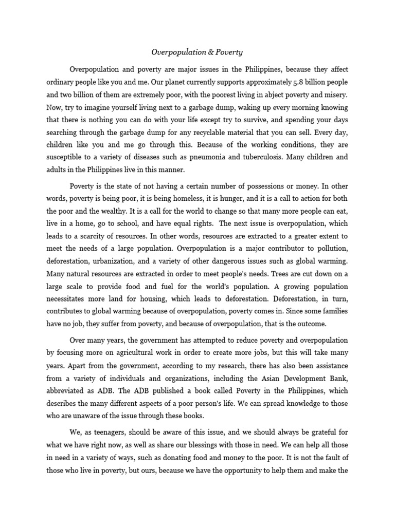 Overpopulation | PDF | Poverty | Poverty & Homelessness