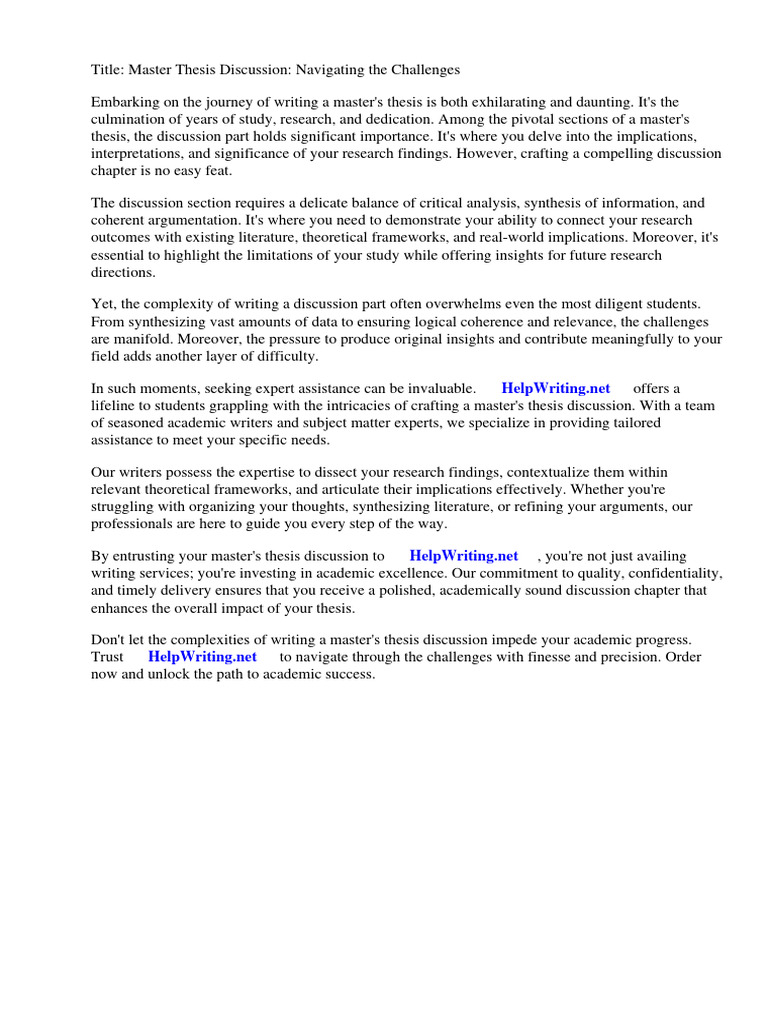 Master Thesis Discussion Part | PDF | Thesis