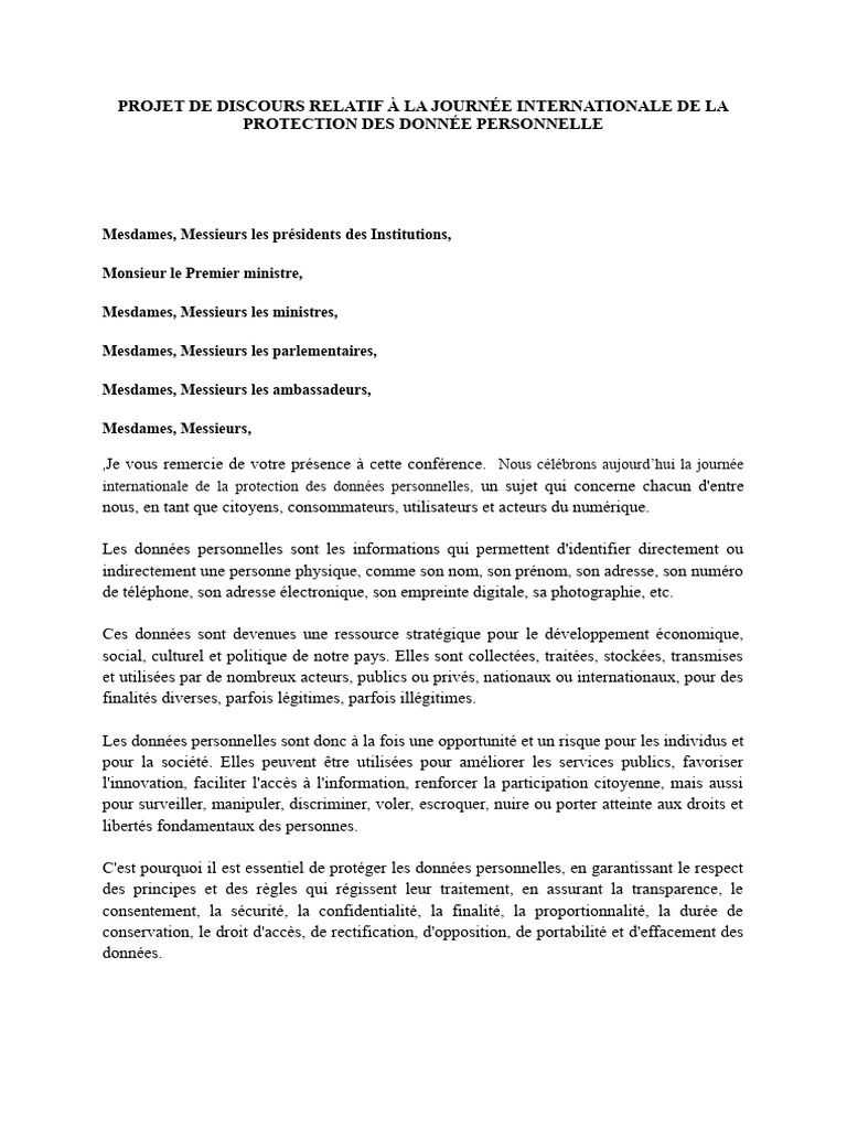 Projet de Discours 2 | PDF