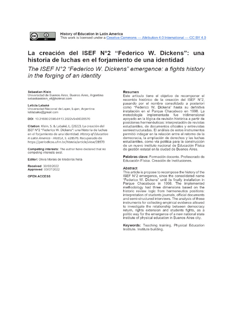 La Creación Del ISEF N°2 "Federico W. Dickens" - Una Historia de Luchas ...
