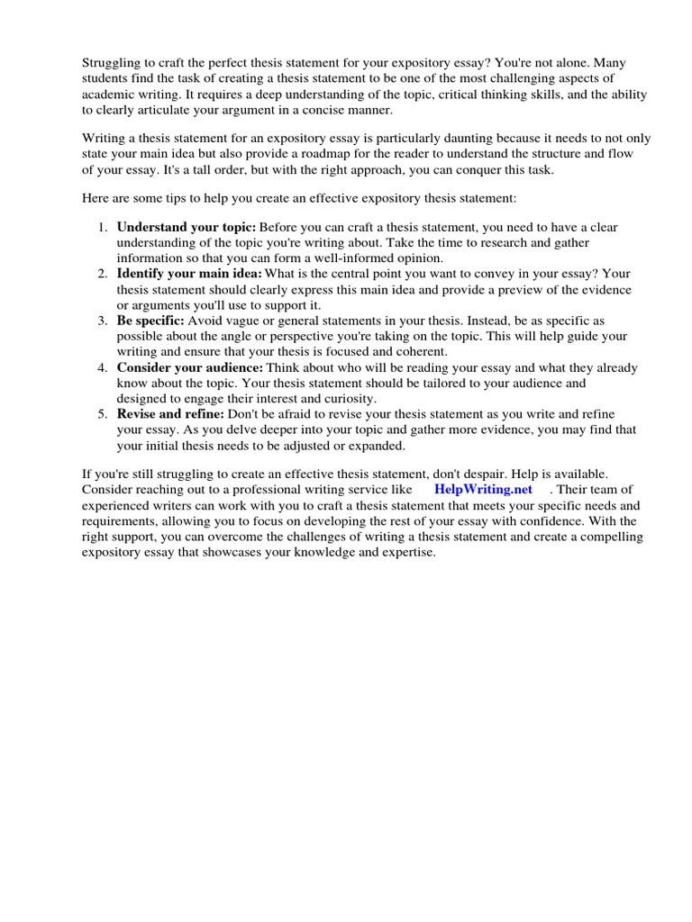 How To Create An Expository Thesis Statement | PDF | Essays