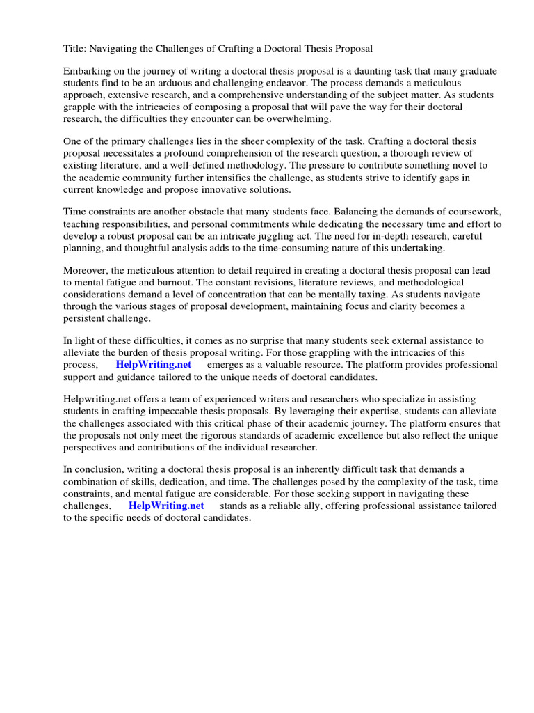 How To Write A Doctoral Thesis Proposal | PDF | Thesis | Methodology