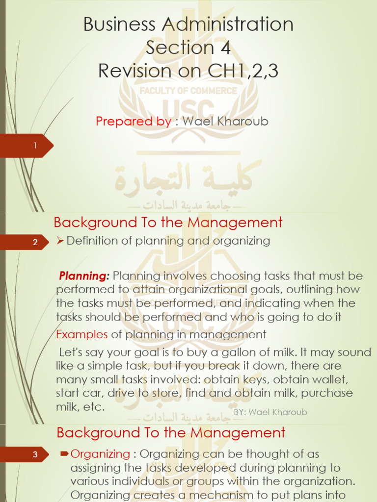 Business Administration Section 4 Revision On CH1,2,3: Prepared by ...