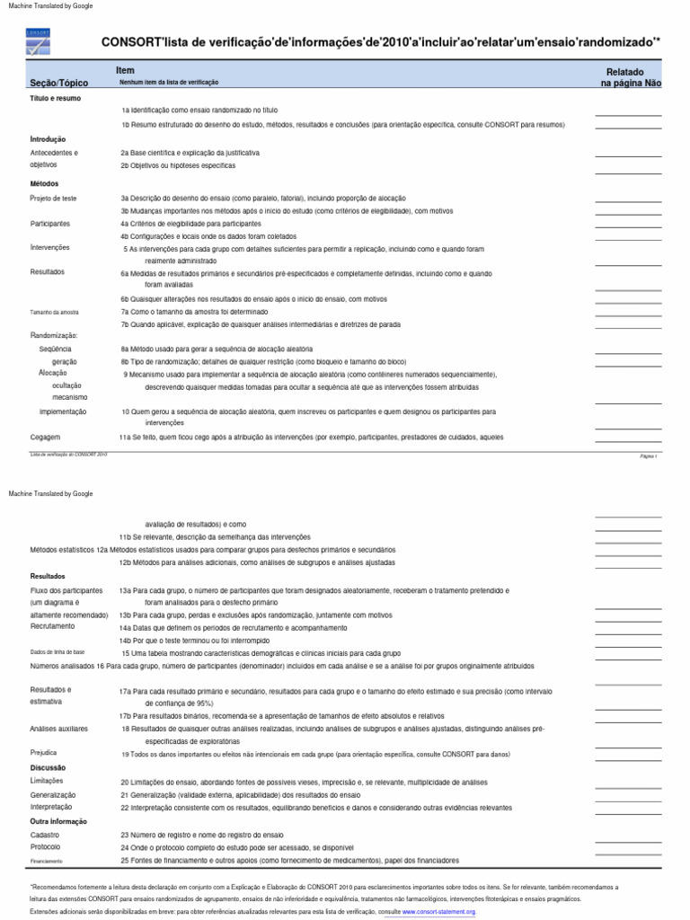 CONSORT 2010 Checklist | PDF