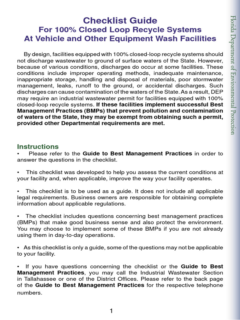 Checklist Guide Closed-Loop Recycle Systems_0 | PDF | Stormwater ...