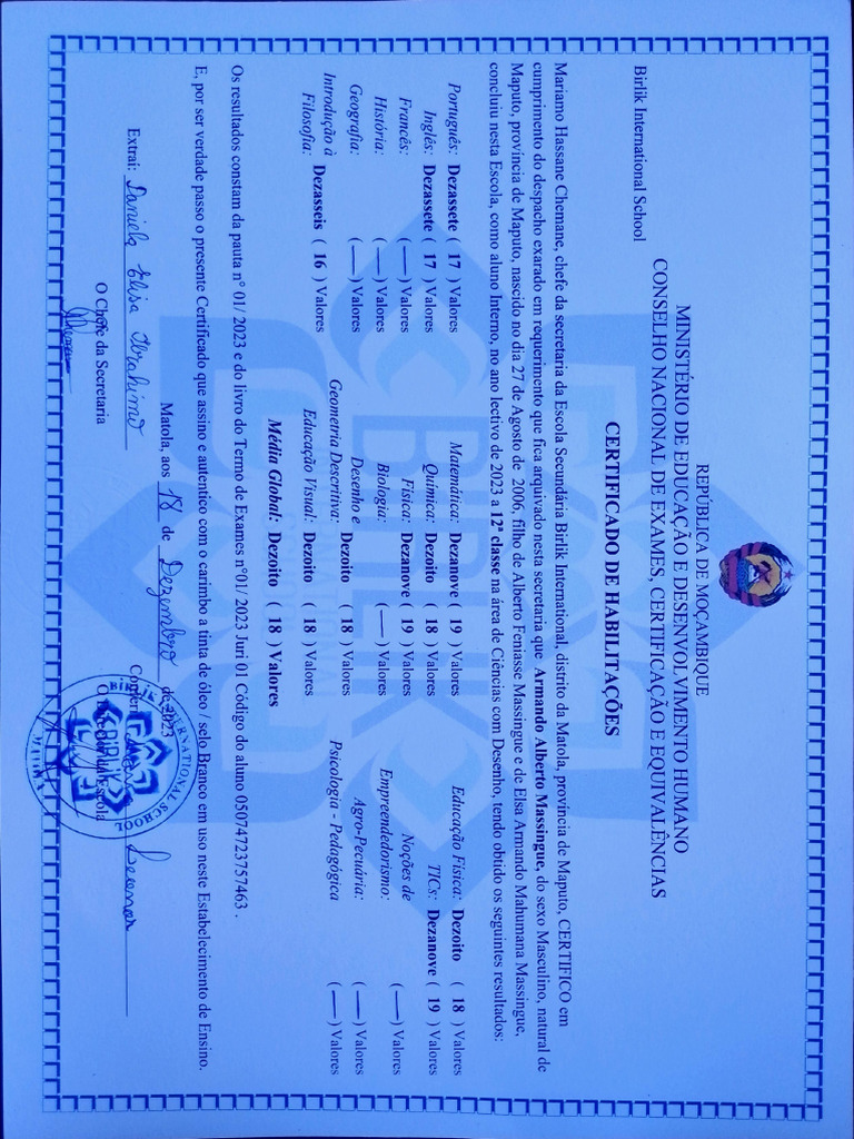 G12 Certificate | PDF