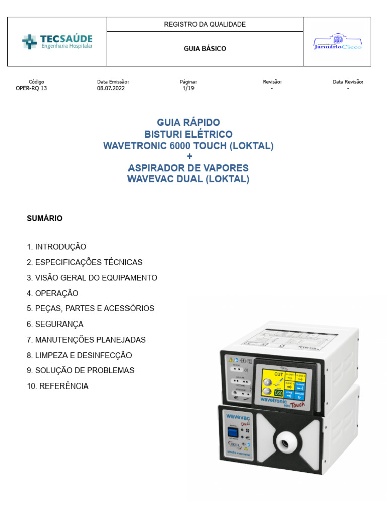 Guia Rápido - BISTURI ELÉTRICO WAVETRONIC 6000 TOUCH (LOKTAL) .Docx ...