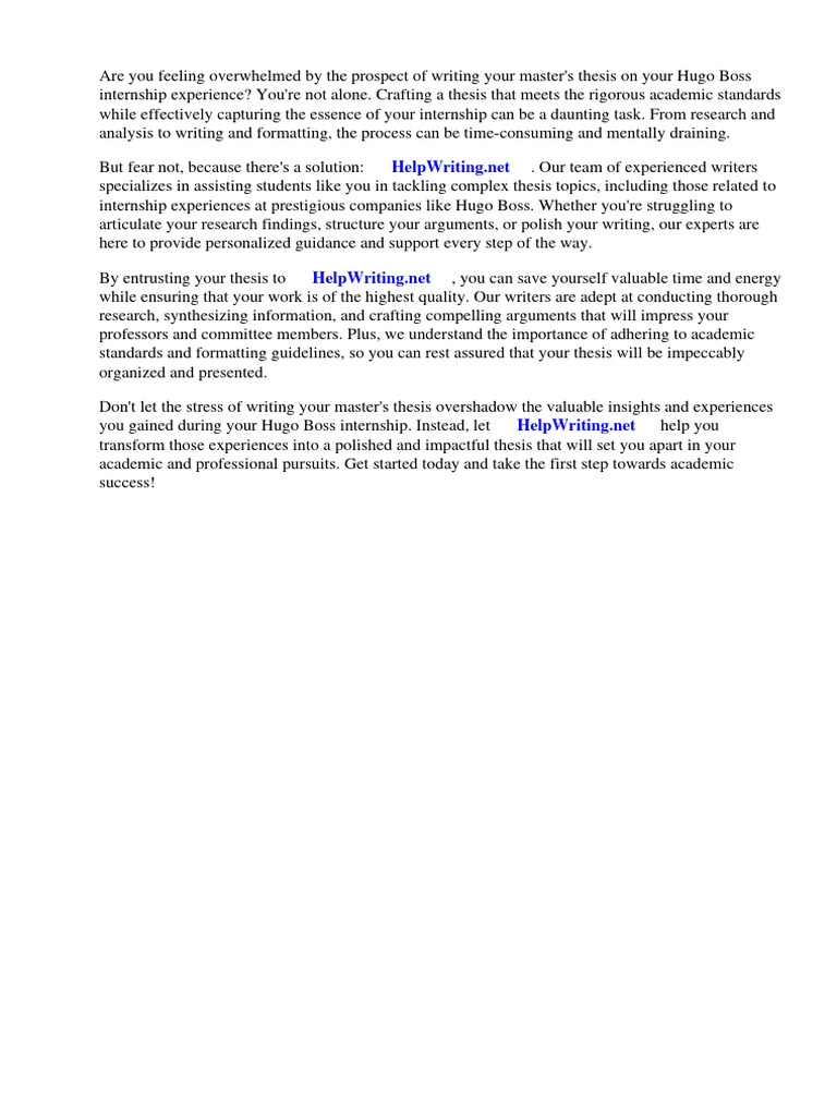Hugo Boss Internship Master Thesis | PDF | Thesis