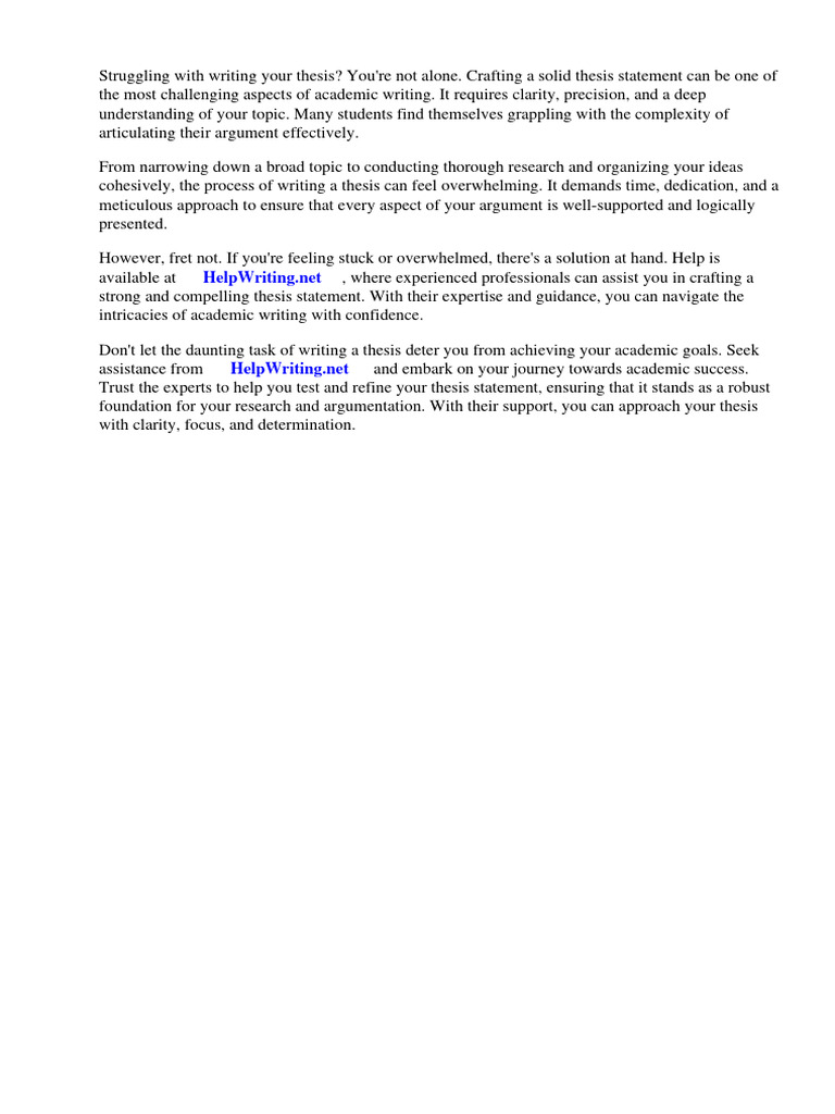 Crafting a Strong Thesis Statement | PDF