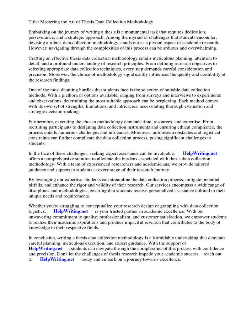 Thesis Data Collection Methodology | PDF | Methodology | Data