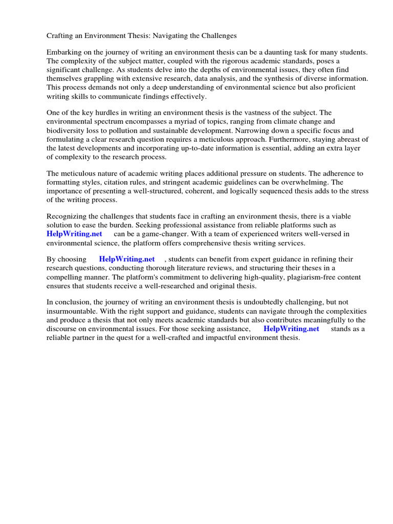Environment Thesis Title | PDF | Natural Environment | Ecology