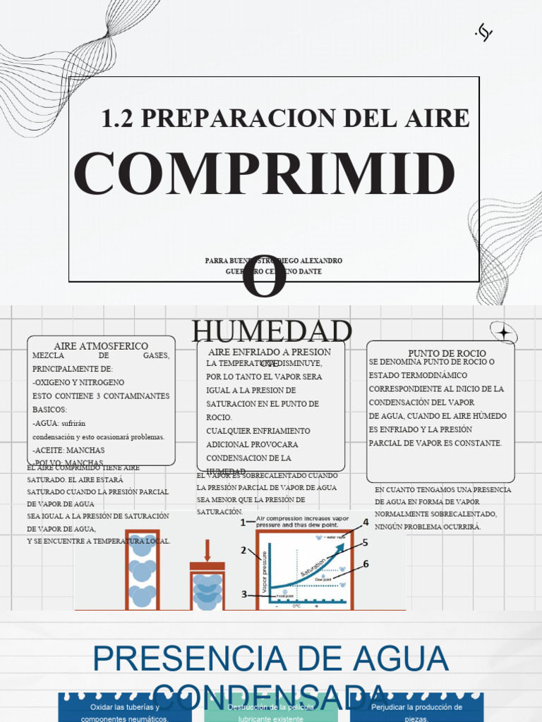 Tema 1.2 Preparación de Aire Comprimido | PDF | Vapor de agua | Presión