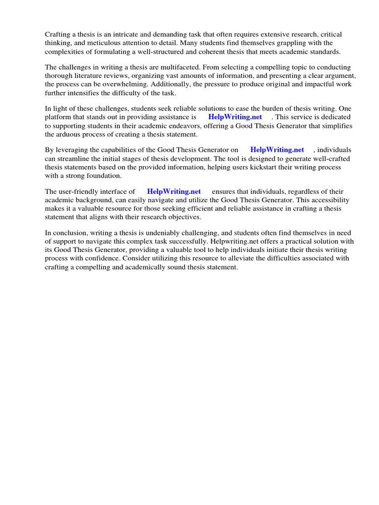 Good Thesis Generator | PDF | Thesis | Essays
