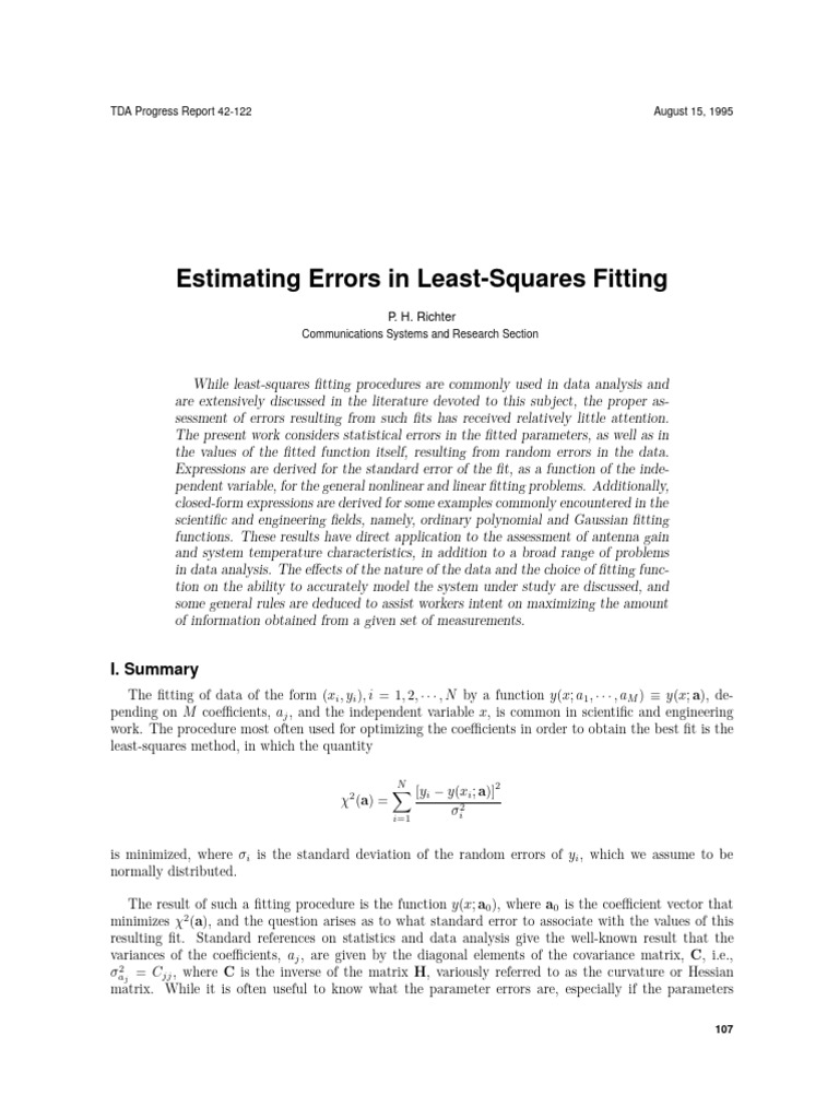 Estimating Errors in Least-Squares Fitting | PDF Estimating Errors in Least-Squares Fitting | PDF