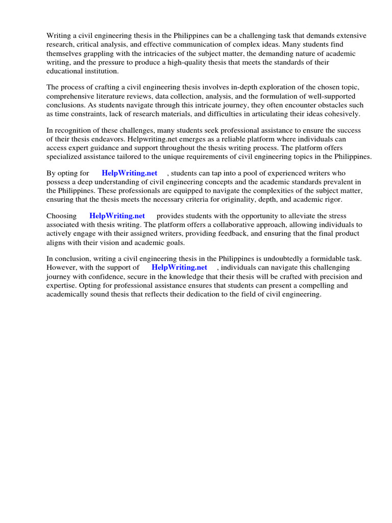 Civil Engineering Thesis Philippines | PDF | Thesis | Engineering