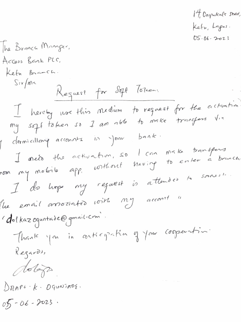 Request For Soft Token | PDF