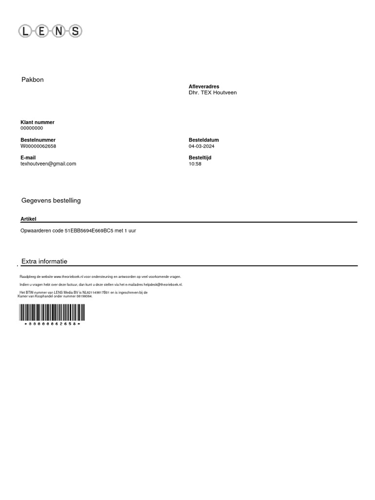 Pakbon: Afleveradres | PDF