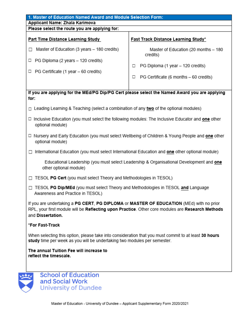Application Form | PDF | English As A Second Or Foreign Language ...