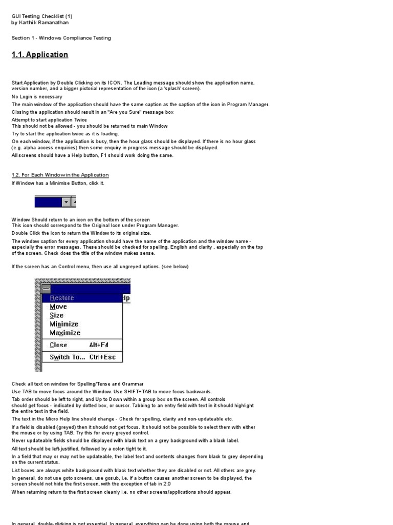 GUI Testing Checklist | Keyboard Shortcut | Computer Program