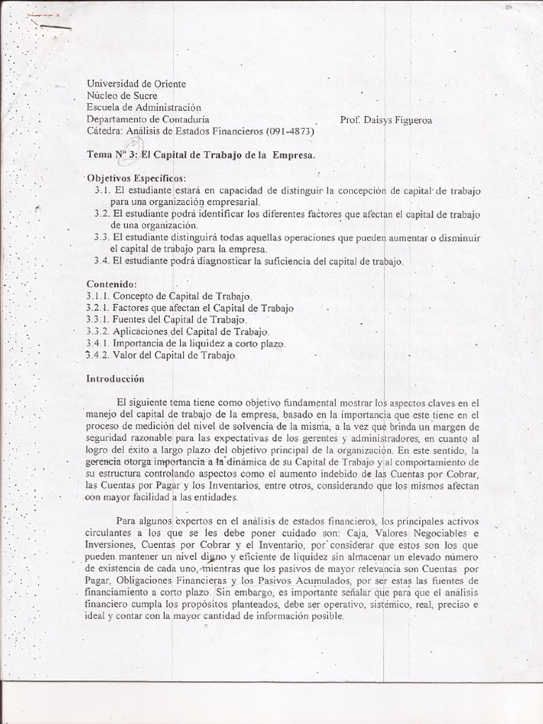 Guia Tema 3 El Capital de Trabajo de La Empresa | PDF