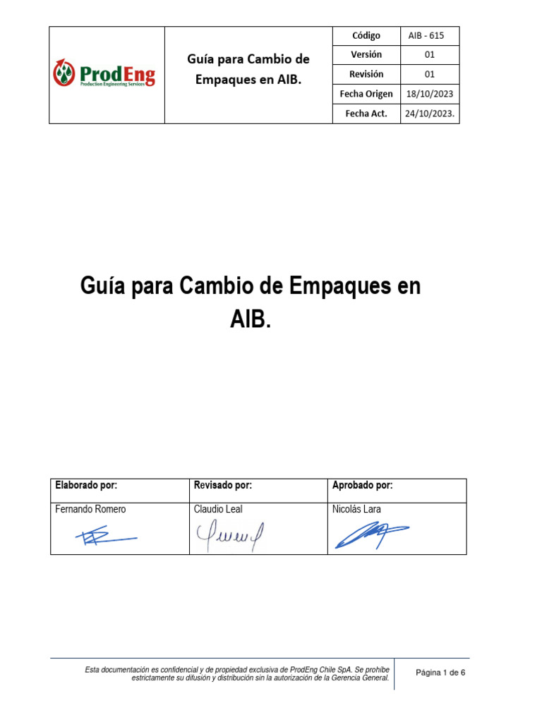 AIB - 615 - Guia de Cambio de Empaquetadura AIB | PDF