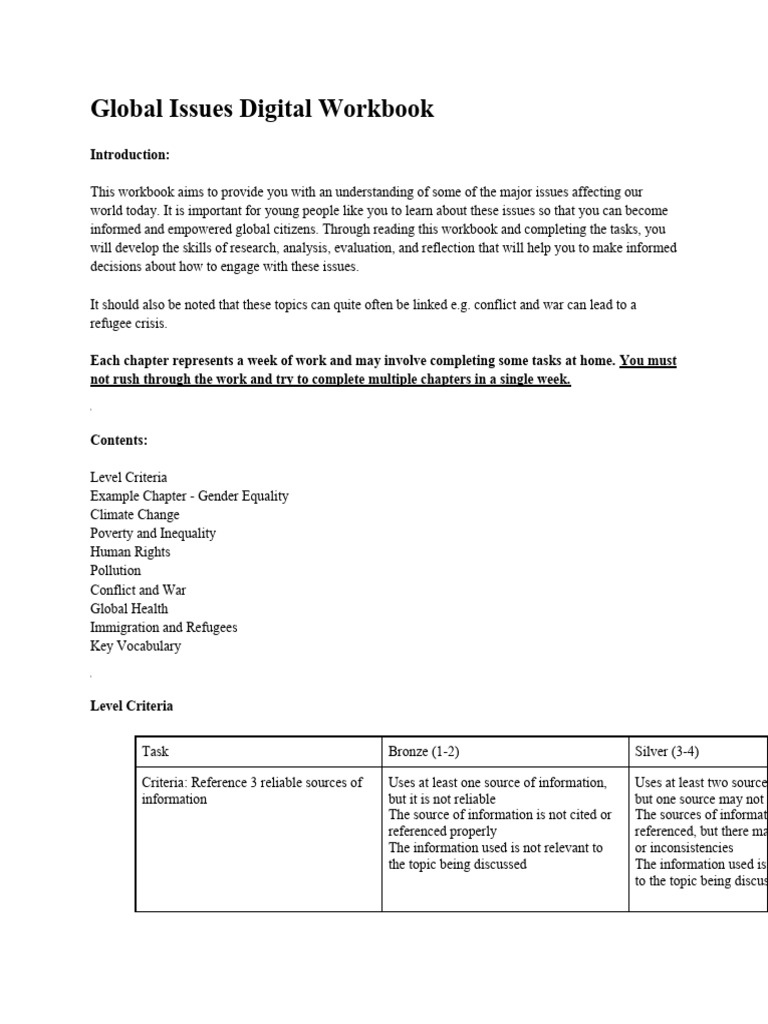 Global Issues Workbook for Youth Education | PDF | Climate Change ...