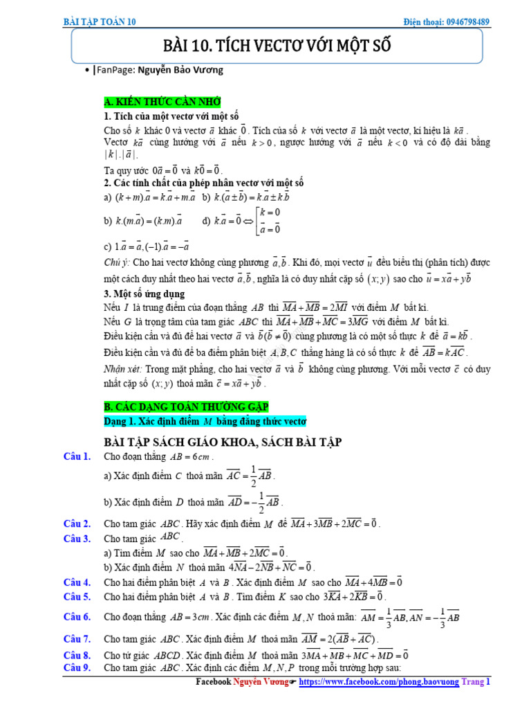 Bài 10. Tích Vecto Với Một Số | PDF