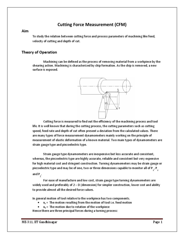 Cutting Force Measurement | PDF | Machining | Deformation (Mechanics)