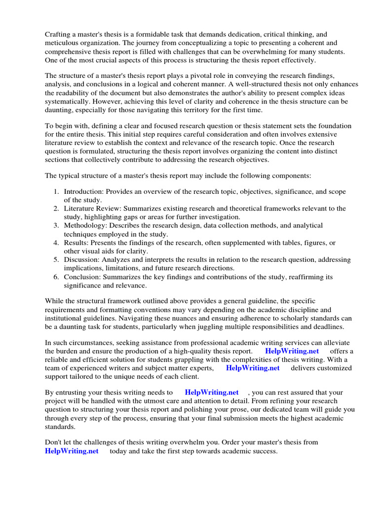 Master Thesis Report Structure PDF | PDF | Business