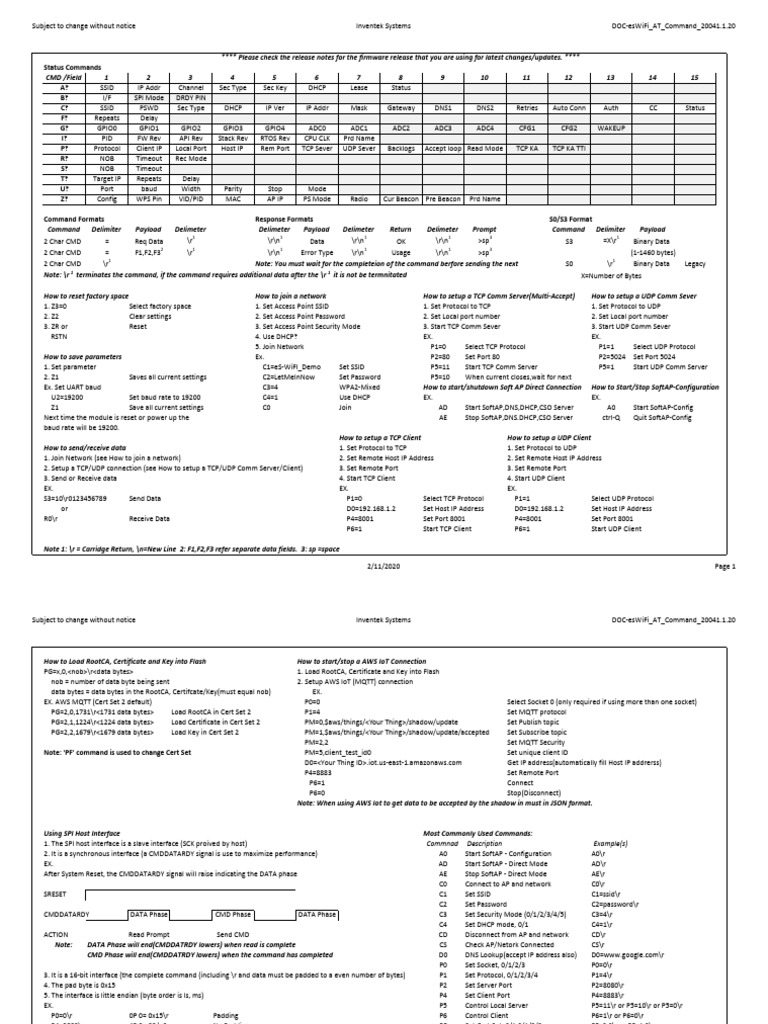 Inventek Systems WiFi AT Command - Set | PDF | Computers