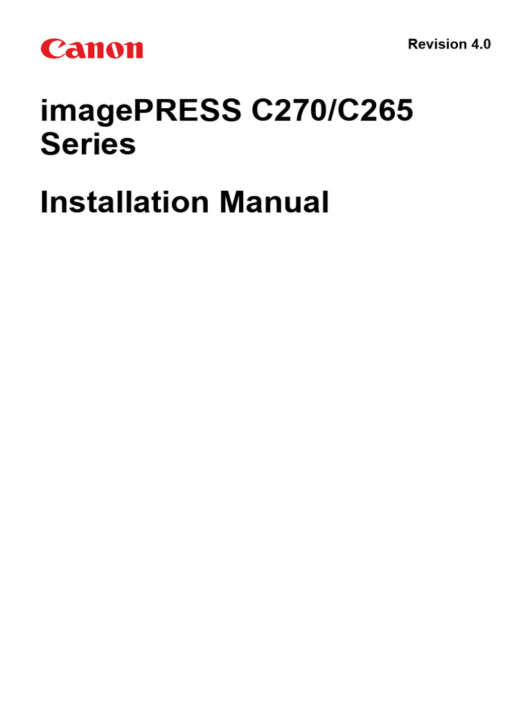 ImagePRESS C270 - C265 Series Installation Mnual - 4.0 - en | PDF