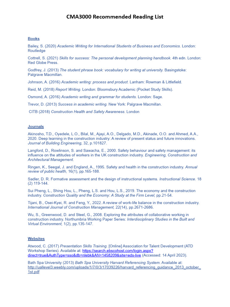 CMA3000 Reading List | PDF | Business | Art