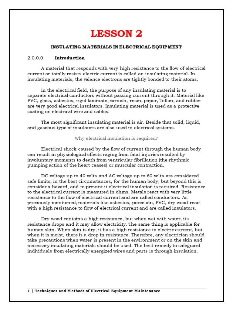 LESSON 2 Insulating Materials in Electrical Equipment (1) | PDF ...