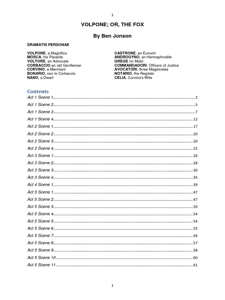 Volpone Script V 1 | PDF | Young Adult