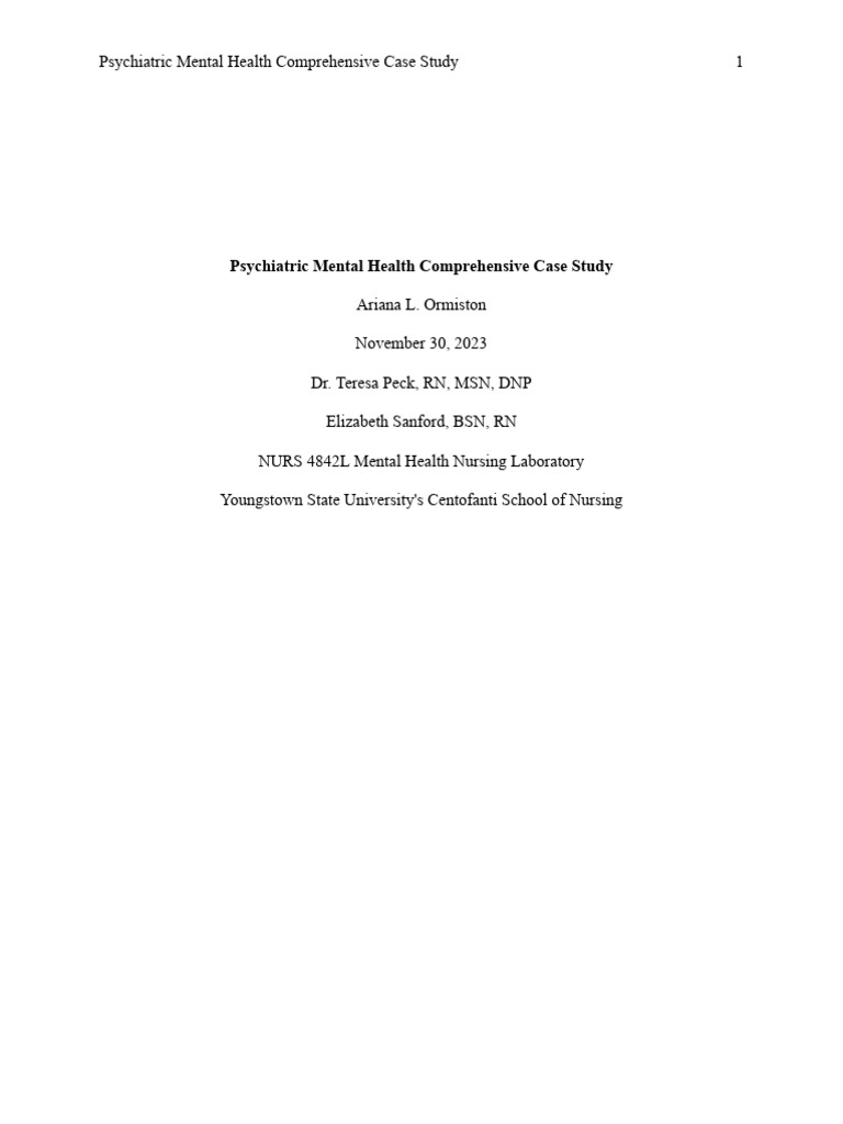 MH Case Study | Download Free PDF | Mental Disorder | Psychiatry