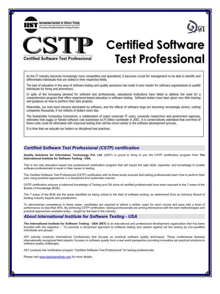CSTP Brochure | PDF | Certification | Software Testing