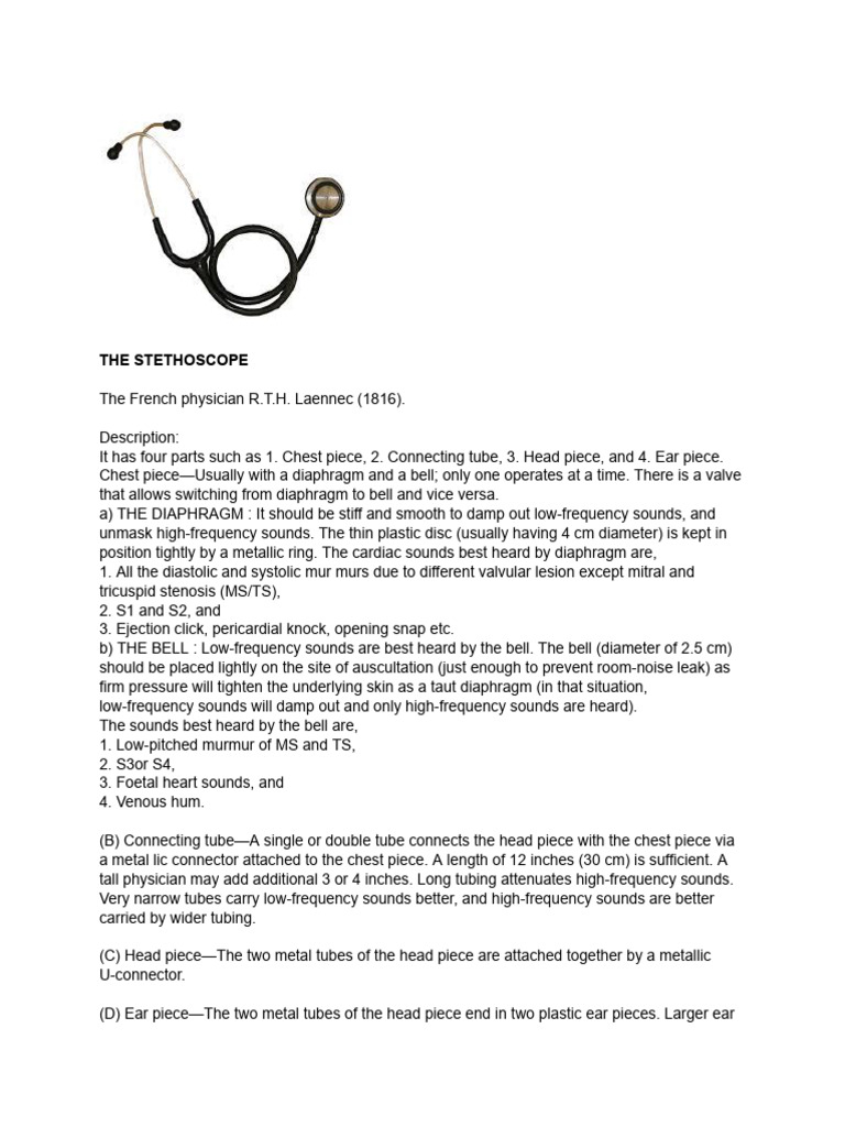 The Stethoscope | PDF | Cardiovascular System | Medical Specialties