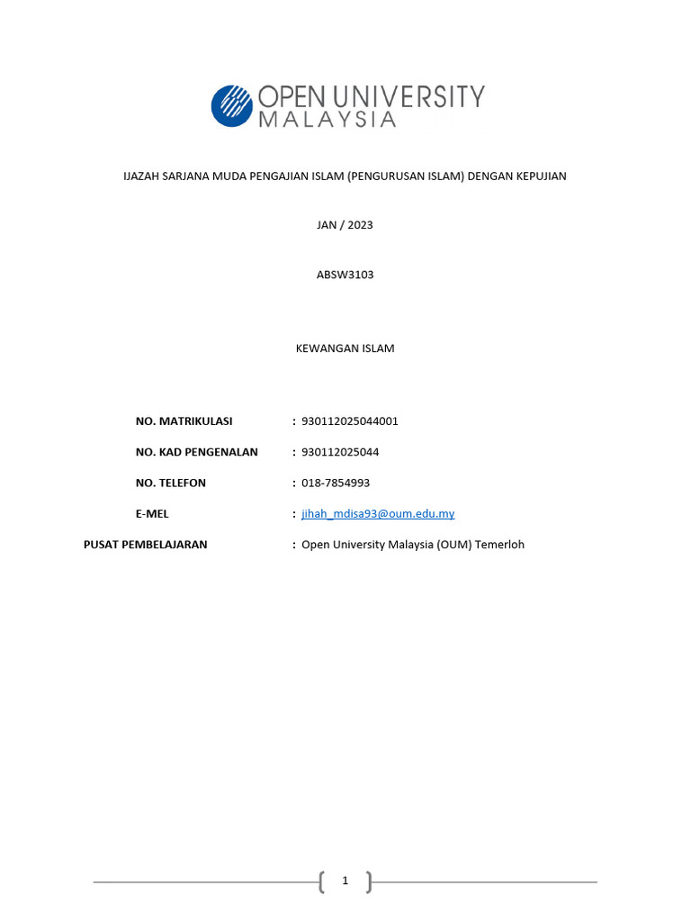 Assignment Kewangan Islam | PDF