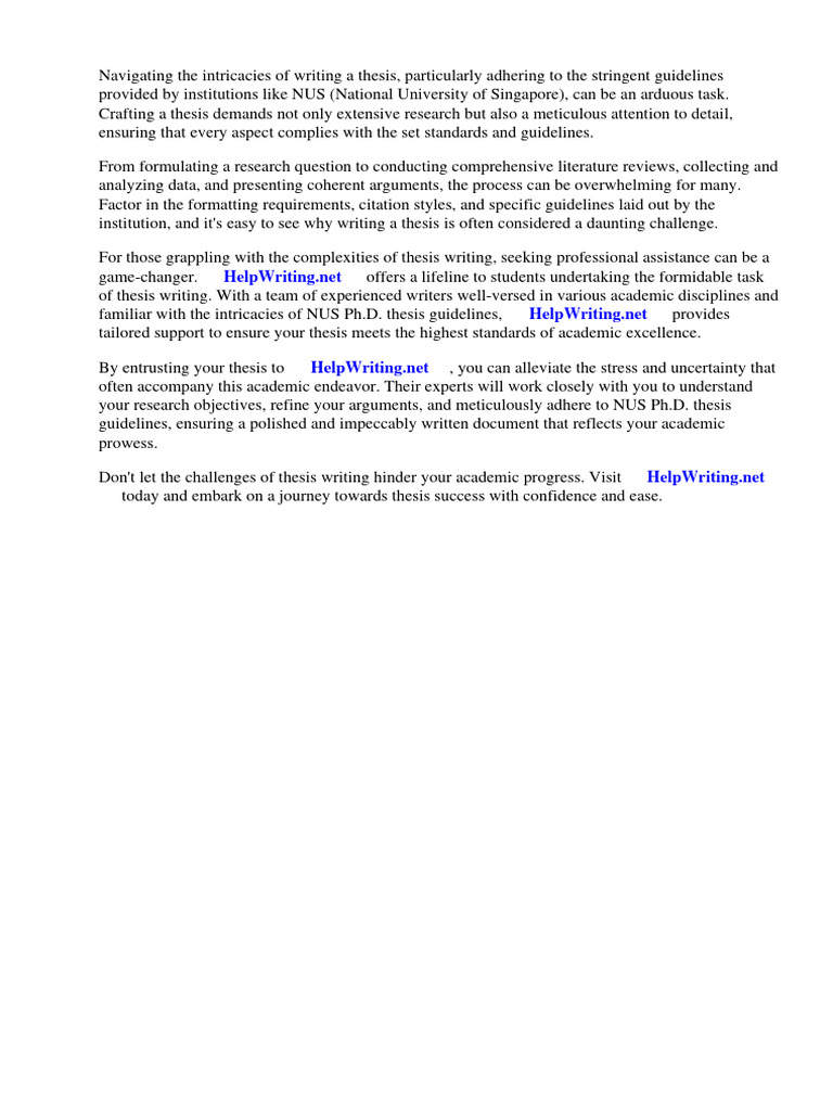 Nus PHD Thesis Guidelines | PDF | Thesis | Doctor Of Philosophy