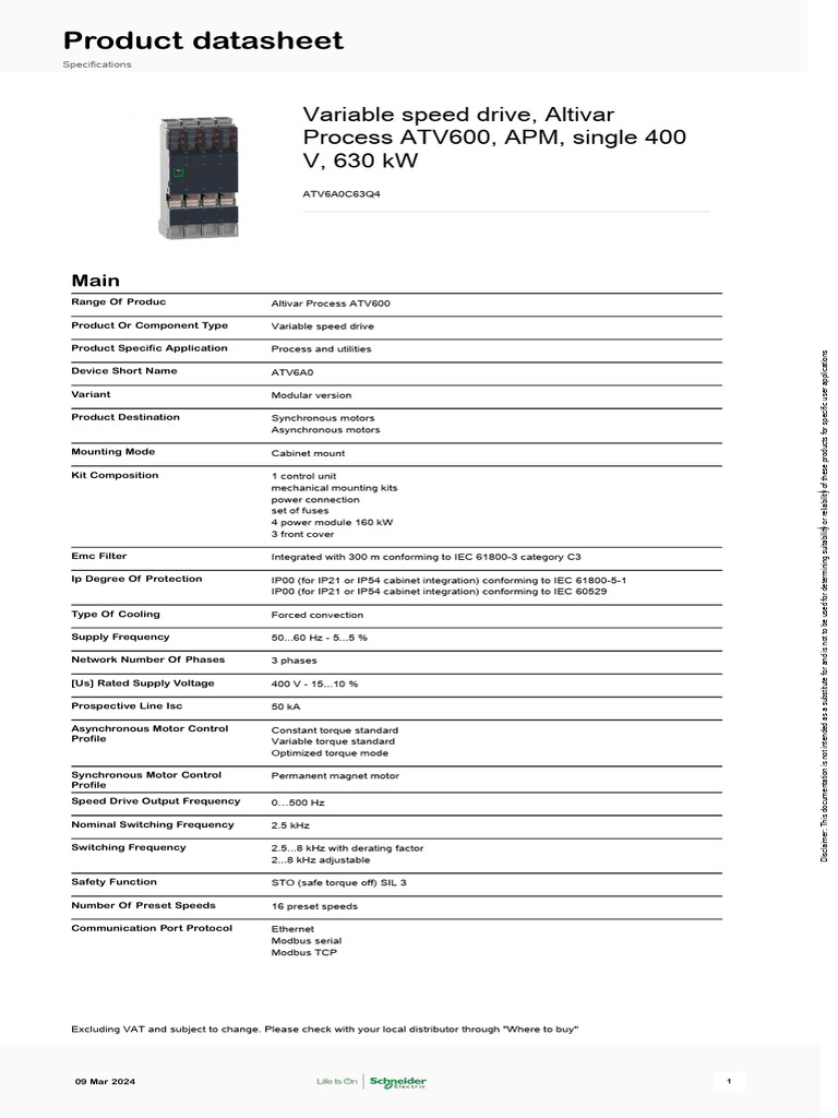 Schneider Electric - Altivar-Process-ATV600 - ATV6A0C63Q4 | PDF | Relay ...