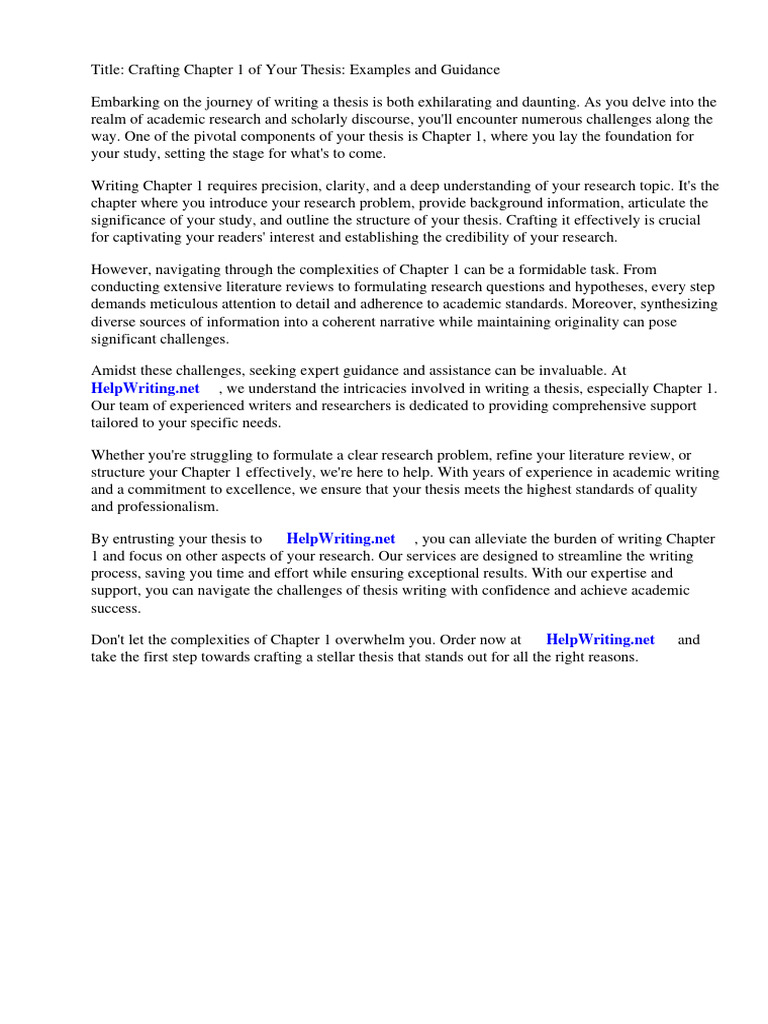 Thesis Examples Chapter 1 | PDF | Thesis | Methodology