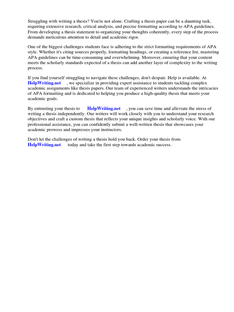 Apa Thesis Sample Paper | PDF | Apa Style | Citation