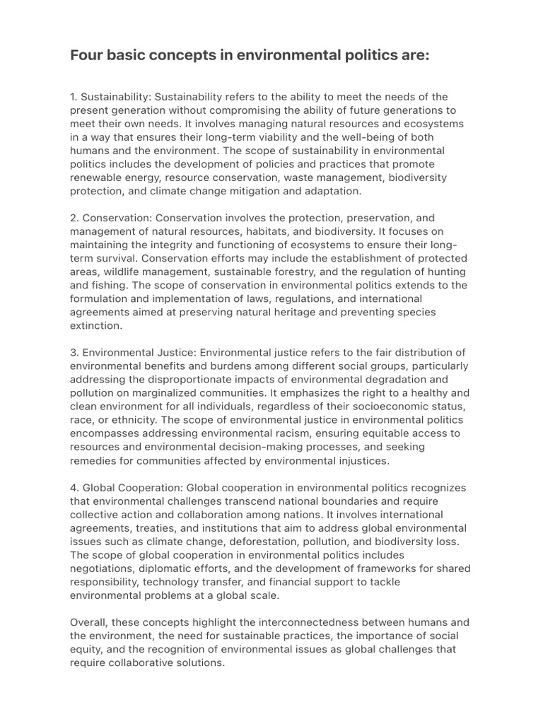 Four Basic Concepts of Environmental Policies | Download Free PDF ...