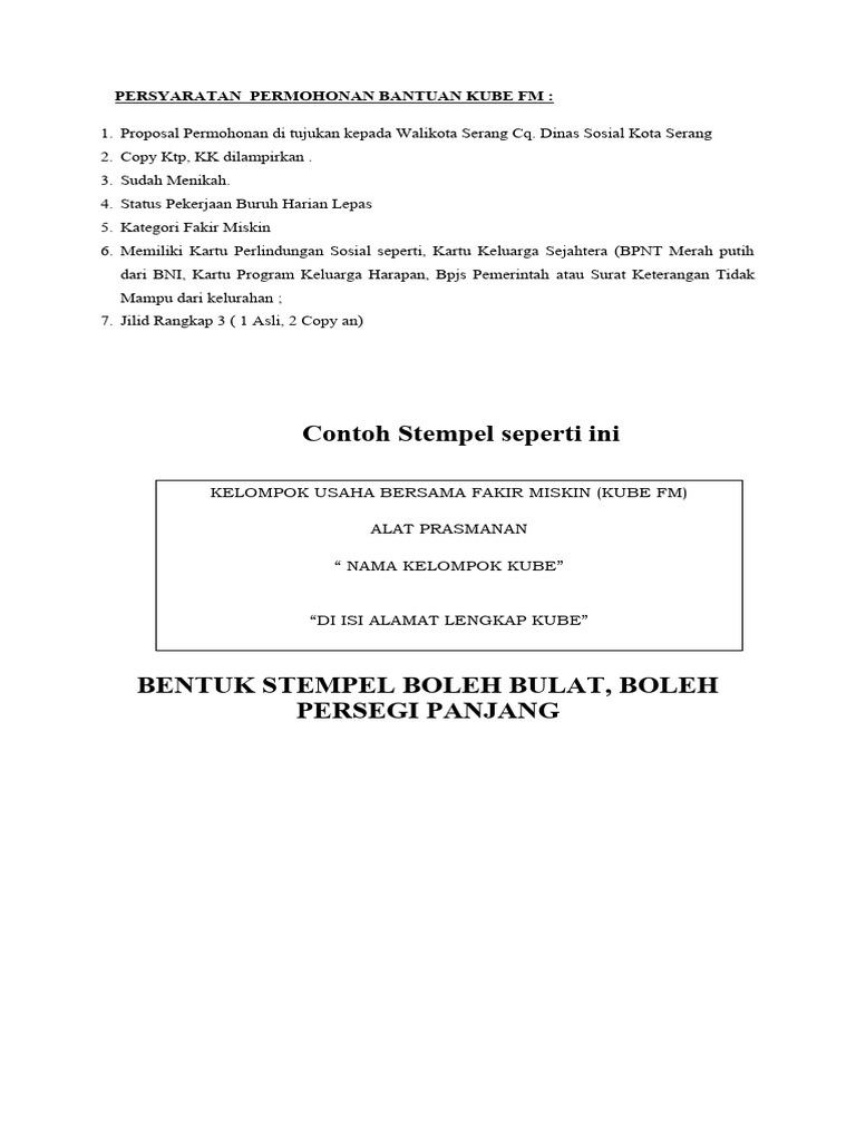 CONTOH FORMAT TERBARU PROPOSAL KUBE PRASMANAN 2024 | PDF