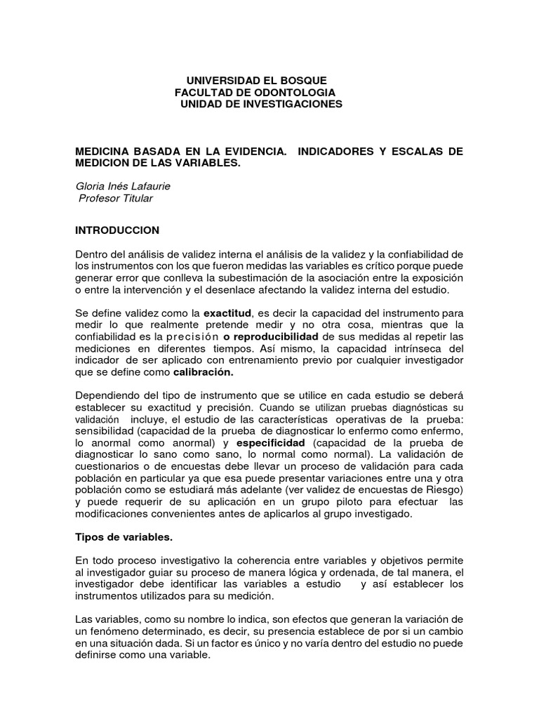 Lectura Indicadores y Escalas | PDF