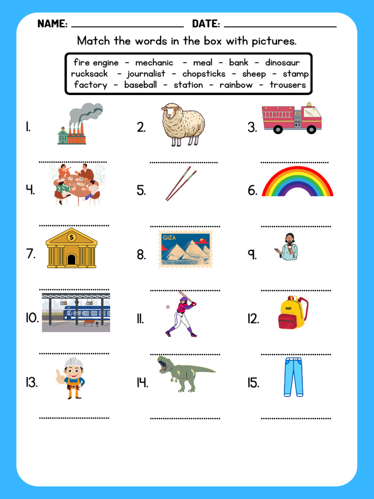 Everyday Objects Vocabulary Worksheet | PDF