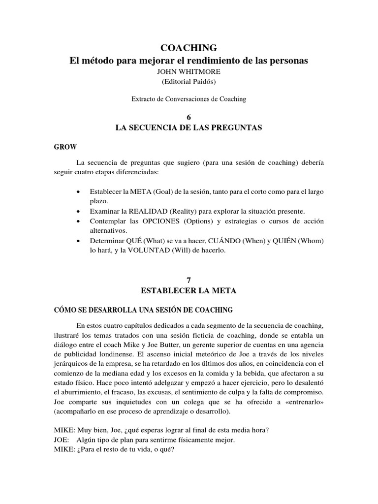 Lect 3 - Coaching El Método... - Conversación de Coaching | PDF